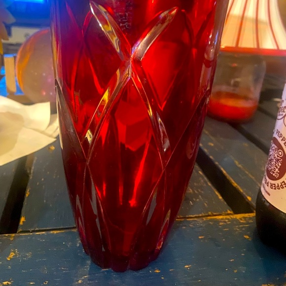 Accents | Vintage Ruby Ted Cut Glass Base With Gorgeous Coloring And ...